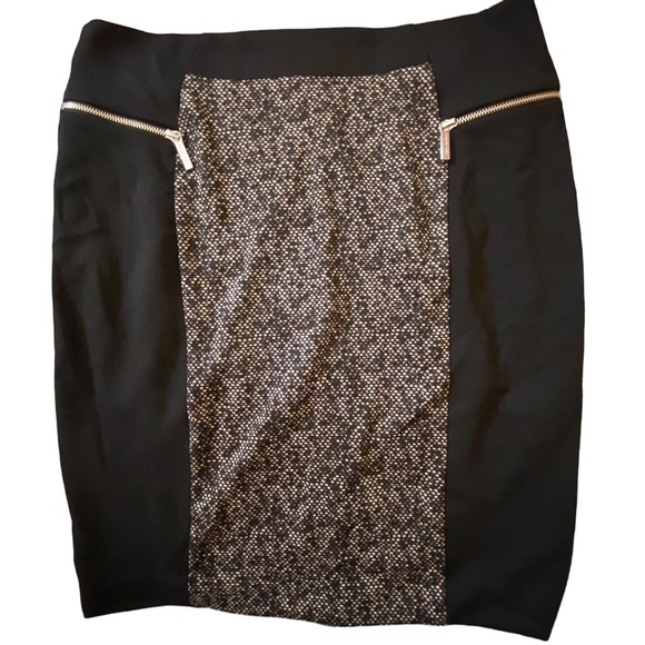 Michael Kors | Skirts | Michael Michael Kors Lined Pencil Skirt Black Wtweed Print Panel Zippers ...